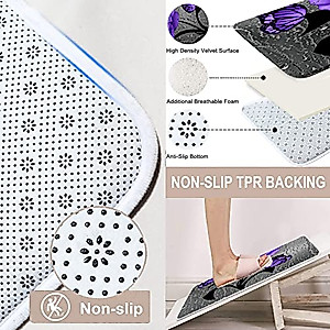 ArtSocket 4 Pcs Shower Curtain Set Purple Rose Floral Flowers Abstract Colorful with Non-Slip Rugs Toilet Lid Cover and Bath Mat Bathroom Decor Set 72" x 72"