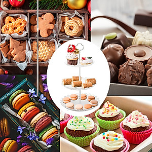 Set of 2pcs 3 Tier Cupcake Stand, Plastic Party Dessert Stand Fruits Candy Buffet Serving Tray for Wedding Baby Shower Home Birthday Tea Party (White)