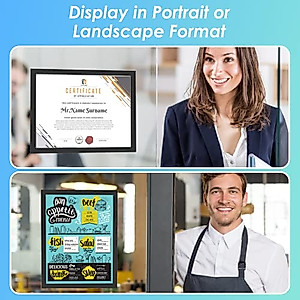 MaxGear Magnetic Sign Holder 8.5 x 11 Wall Mount, Self Adhesive Display Picture Frames with Strong Magentic Border and Clear PVC, Document Poster Paper Holder for Home Office Store (Black, 3 Pack)