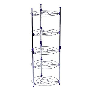 5 Tiers Pot Shelf, 101.5 x 35cm Silver Carbon Steel Home Kitchen Metal Wire Shelving Organizer Storage Rack Cookware Holder