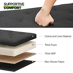 Magshion 42 Inch Storage Ottoman Bench, Large Tufted Rectangular Ottoman Bench with Hinged Lid, Entryway Storage Bench for Living Room, Bedroom, Hallway – Supports up to 800 lbs, Linen Black