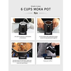 Yabano Stovetop Espresso Maker, 6 Cups Moka Coffee Pot Italian Espresso for Gas or Electric Ceramic Stovetop, Italian Coffee maker for Cappuccino or Latte