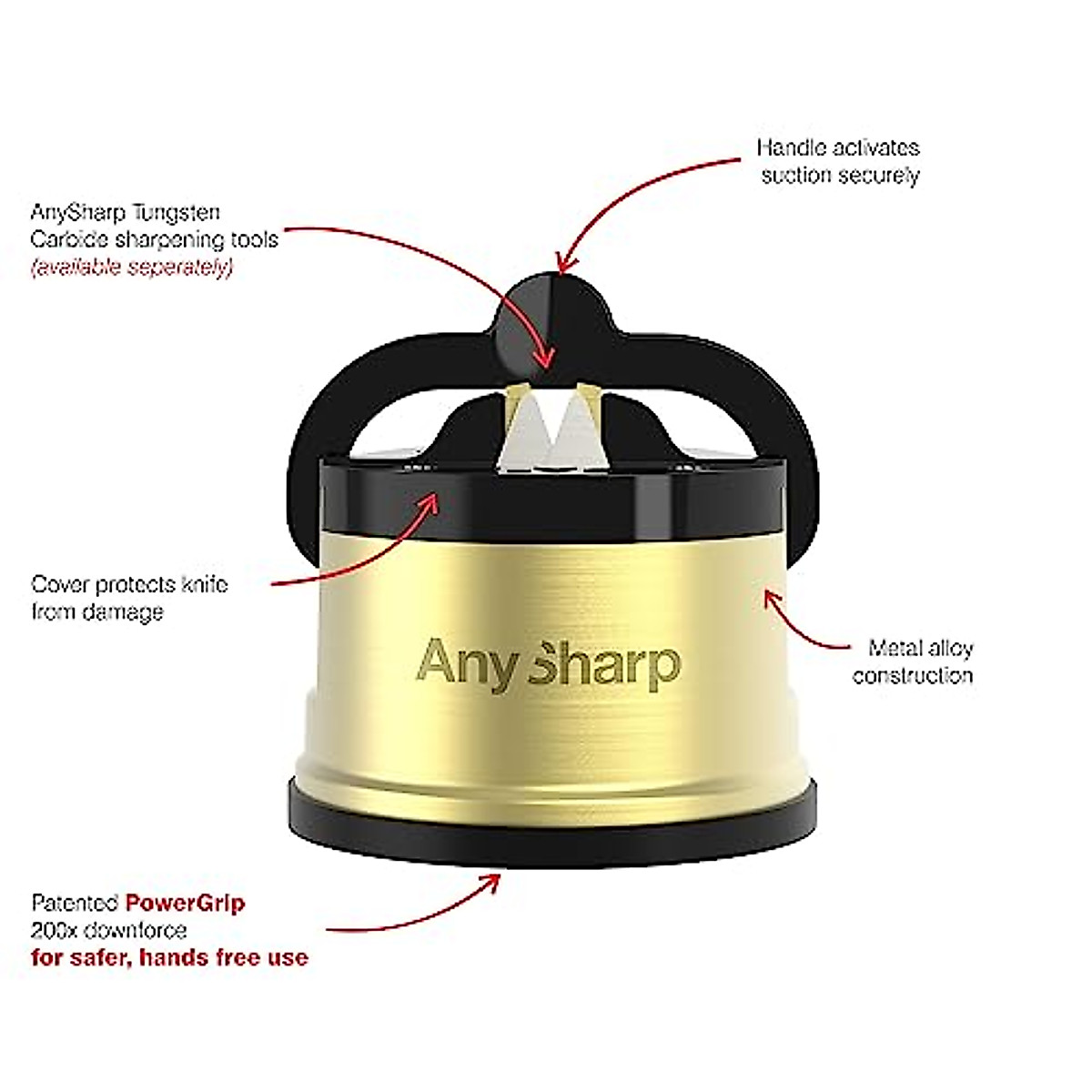 AnySharp Pro Chef Metal Knife Sharpener, Brass