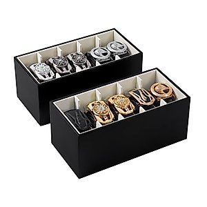 Coorganisers 2 Packs Leathers Belt Organizer, 5 Grids Belt Organizer for Closet and Drawer, Stackable Dresser Drawer Organizers, Tie Organizer for Men, Belt Tie Holder, Belt Tie Storage Organizer