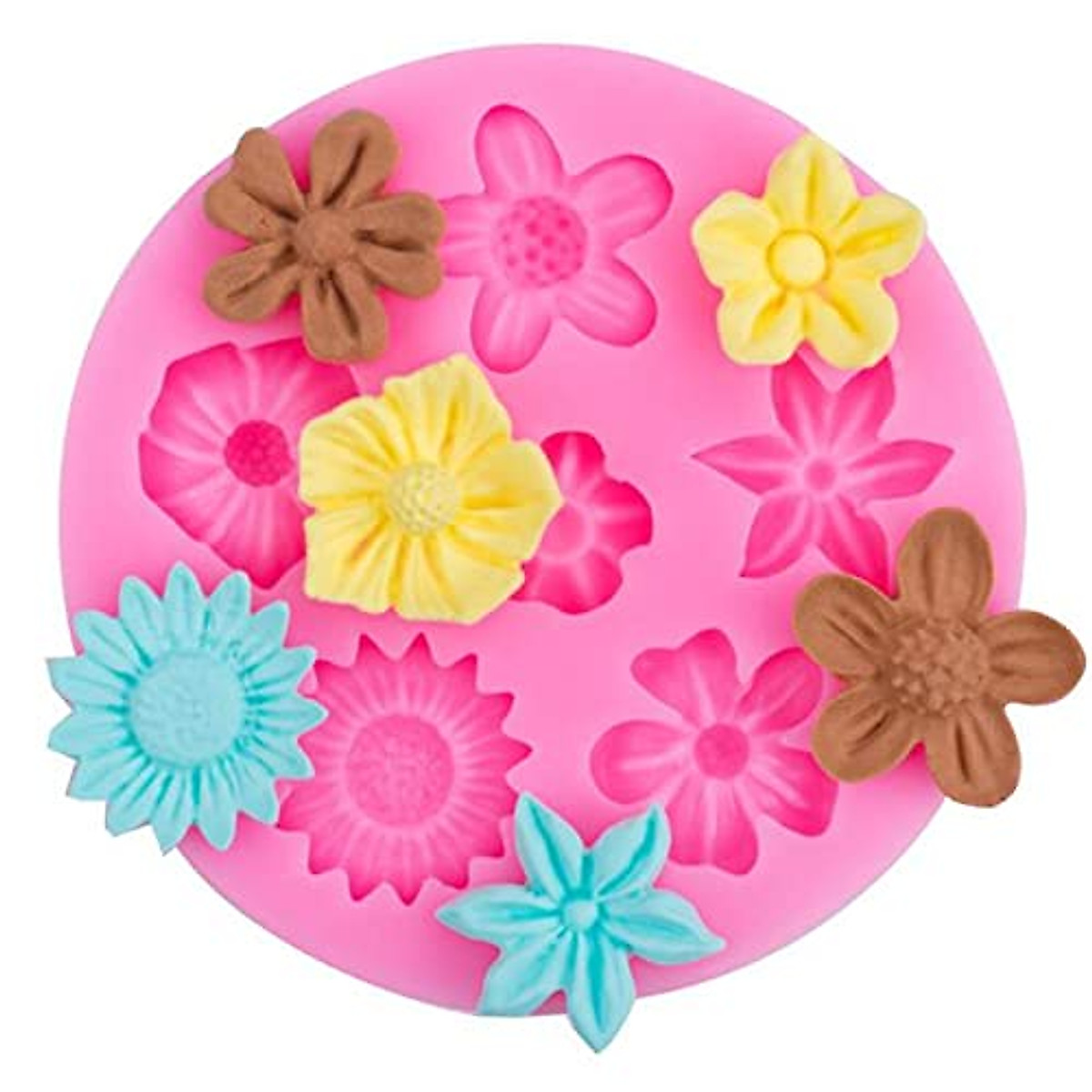 6 Pcs Flower Silicone Mold Set,Rose Daisy Butterfly and Mini Flowers Molds for Candy Chocolate Fondant Polymer Clay Soap Crafting Projects Cake Decoration