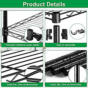 Wire Shelving Unit Storage 5 Tier Metal Shelving Unit NSF Heavy Duty Shelves Height Adjustable Garage Shelving 14" W x 30" L x 60" H with Wheels Large Steel Commercial Shelving Black