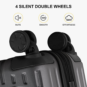 LEVEL8 Grace Carry On Luggage, 20 Inch Expandable Hardside Suitcase, Abs+Pc Harshell Spinner Luggage with Tsa Lock, Spinner Wheels, Grey, 20 Inch Carry-On