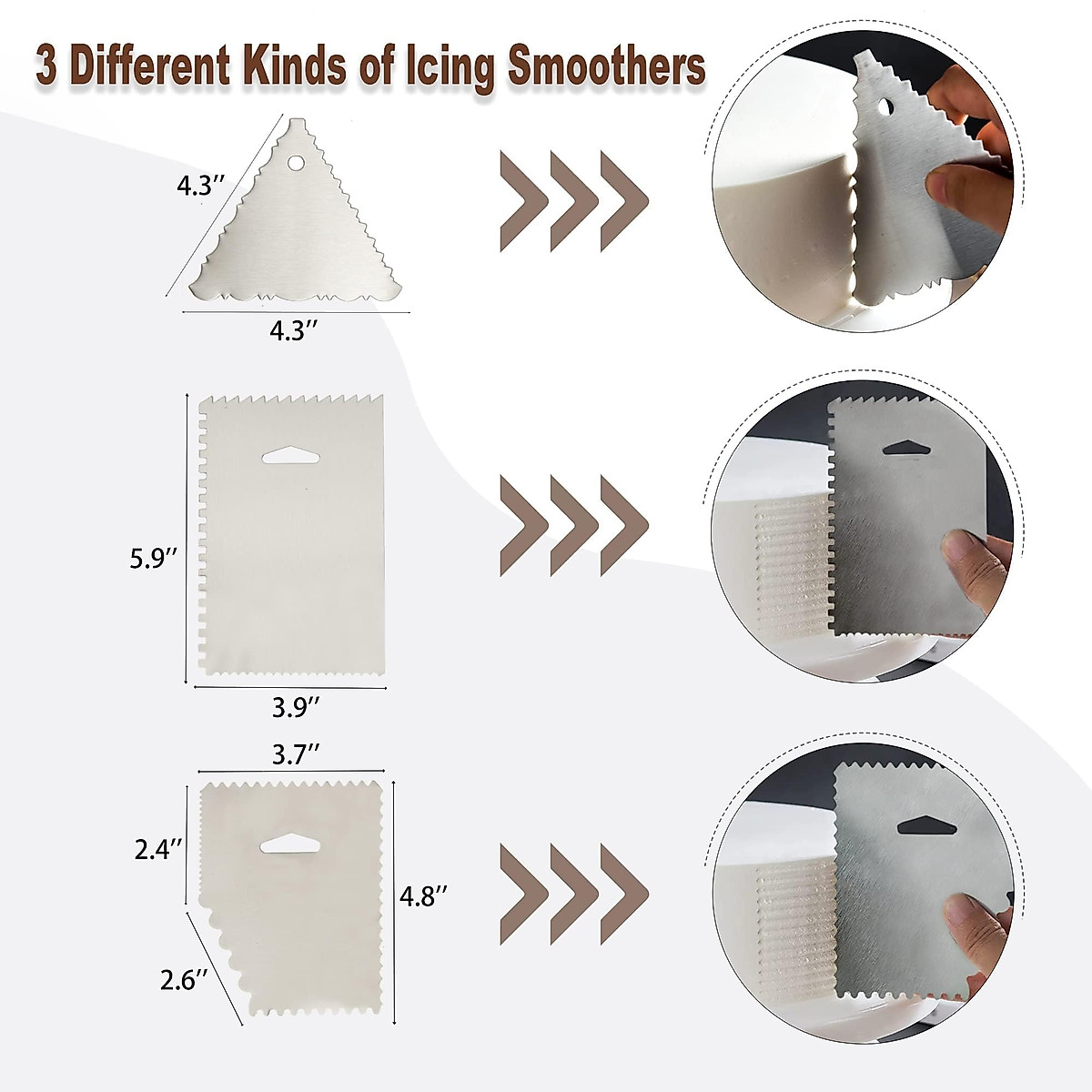 12" Acacia Wood Revolving Cake Stand, Rotating Cake Turntable with 2 Icing Spatulas, 3 Smoothers, Wooden Rotating Display Stand for Cake, Cupcake Decorating Supplies