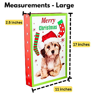 Iconikal Printed Gift Boxes for Christmas, Shirt, Robe, Lingerie, Hat, Gloves, Santa Paws Pets Design, 3-Sizes, Small, Medium and Large 10-Pack