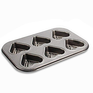 Luxshiny 6 Hole Metal Mini Cake Pan Muffin Baking Tray Pastry Heart Baking Tray Wedding Valentines Day Romantic Cupcake Tray