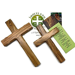 Olive Wood Wall Cross from Bethlehem, Wall Hanging Wooden Cross, confirmation cross gift, Baptism Gifts, Holy Wall cross, Hand Made religious décor Cross From the Holy Land (Medium Cross 6.2" x 4.2")