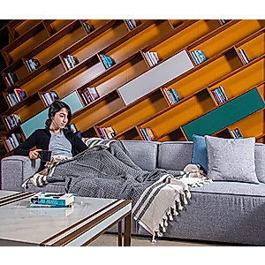 Rumi&Shams Cotton Throw Blankets | Turkish Blanket (52x70 Inches - 8 Colors) | 100% Turkish Cotton Sofa Throw | Striped Chevron Pattern | Summer Throw Blanket | Black Throw Blanket for Couch