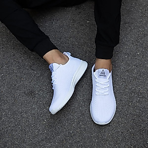 VAMJAM Men's Running Shoes Ultra Lightweight Breathable Walking Shoes Non Slip Athletic Fashion Sneakers Mesh Workout Casual Sports Shoes White Size 11.5