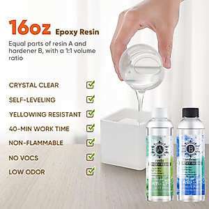 Whoaoh Epoxy Resin Molds Silicone Kit, 16OZ Resin Starter Kit for Beginners, Include Epoxy Resin, Square, Spherical, Pyramid, Diamond and Polygonal Molds for Art, DIY Crafts, Christmas Gift