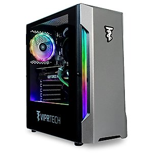 ViprTech Rebel Gaming PC Desktop Computer - AMD Ryzen 5 (12-LCore 3.9Ghz), RTX 3060 12GB, 32GB DDR4 3200 RAM, 1TB NVMe SSD, 600W Gold PSU, VR-Ready, Streaming, RGB, Win 11 Pro, Warranty, Black