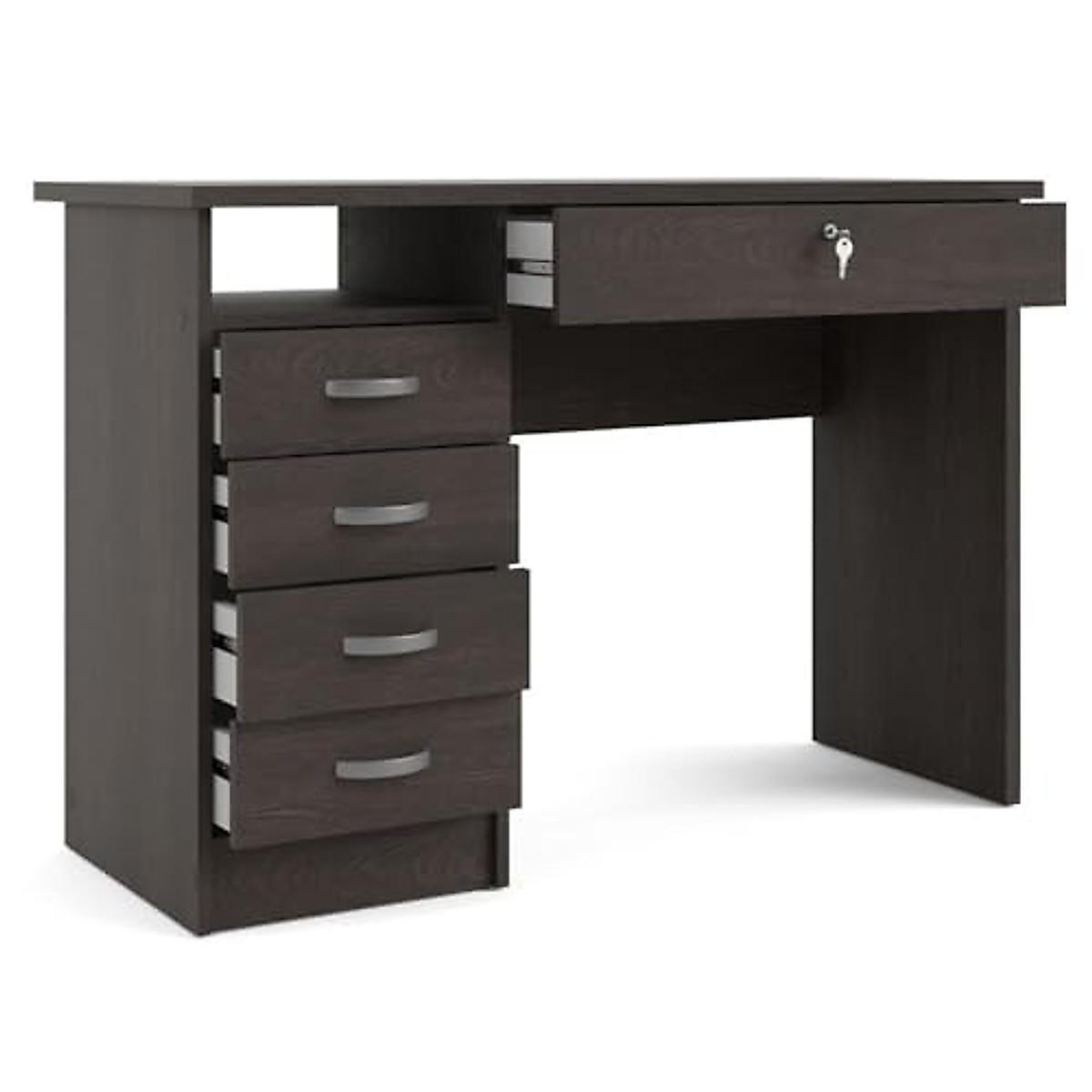 Tvilum, Dark Chocolate Walden Desk with 5 Drawers