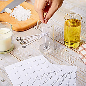 500 Pieces Candle Wick Stickers Wax Stickers Candle Wick Glue Heatproof Glue Adhere Steady in Hot Wax Double-Sided Stickers for Candle Making