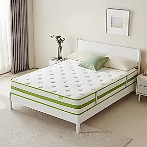 Dourxi Twin Mattress 10 Inch, Hybrid Mattress with Cooling Gel Memory Foam and Pocket Spring, Organic Cotton Fabric Cover, Mattress in a Box, Medium Firm Feel, 39"*75"*10", Twin