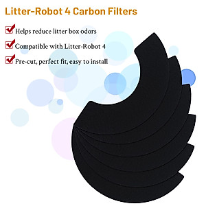 USEAMIE 8 Pack Pre-Cut Cat Litter Box Filter Compatible with Litter-Robot 4 Replacement Carbon Odor Filters