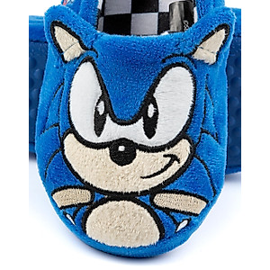 Sonic The Hedgehog Slippers Kids Plush Embroidered Face 3D Character Shoes 13.5 US Big Kid