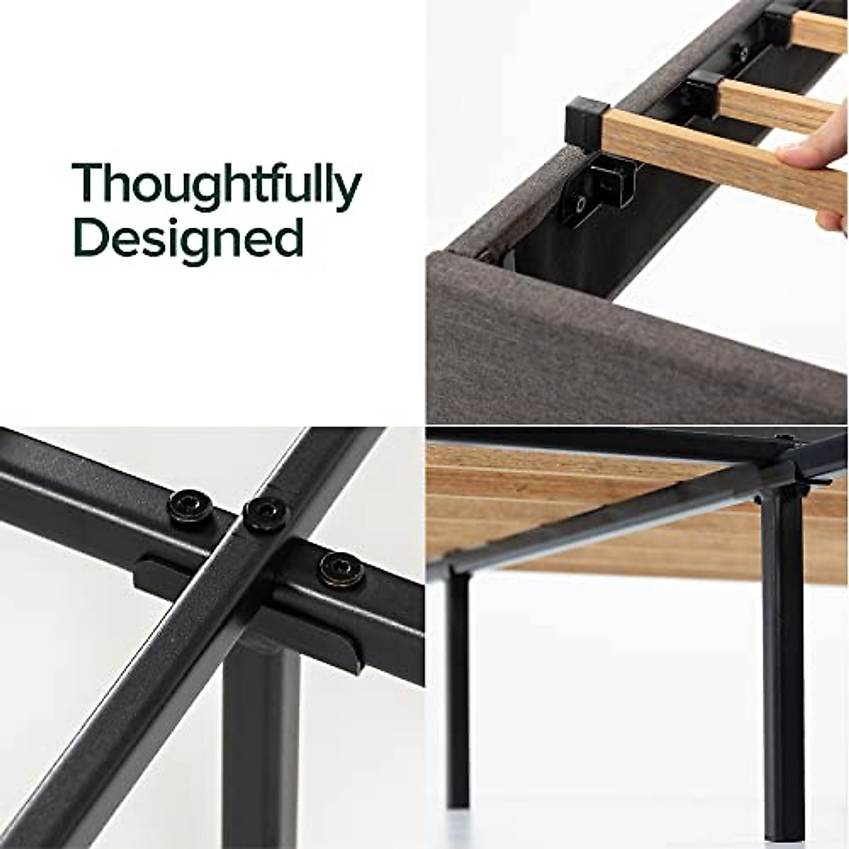 ZINUS Cambril Upholstered Platform Bed Frame with Sustainable Bamboo Slats / No Box Spring Needed / Mattress Foundation / Easy Assembly, King