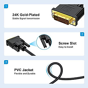 URELEGAN DisplayPort to DVI Cable 6 Feet, Display Port DP to DVI-D Cable Adapter High Speed Male to Male Cord Compatible with PC, Laptop, HDTV, Projector, Monitor and More