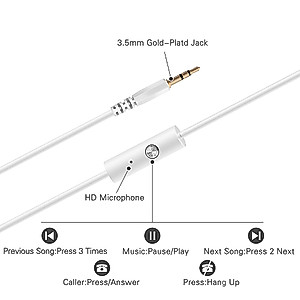 Wired Headset with Microphone, Stereo Deep Bass Gaming Headset Foldable Headphone with 3.5mm Jack and Soft PU Earmuffs for PC, Laptop, iPad, iPhone, Nintendo Switch (WHITE)