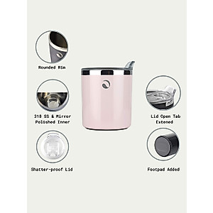 Drinco- 10oz Stainless Steel Tumbler, Vacuum Insulated Tumbler Whiskey Glass, Rocks Glass, GULT (10oz Whiskey Tumbler, Pale Pink)