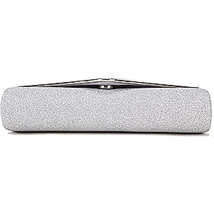 BBjinronjy Clutch Purse Evening Bag for Women Prom Sparkling Handbag With Detachable Chain for Wedding and Party (Silver)