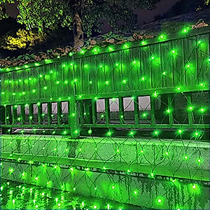 Pooqla 14.8x4.9ft Net Lights, 300 LED St Patricks Day Lights Outdoor Green Lights with 8 Lighting Modes, Connectable Waterproof Mesh String Fairy Lights for Bushes Tree Garden St. Patrick's Day Decor