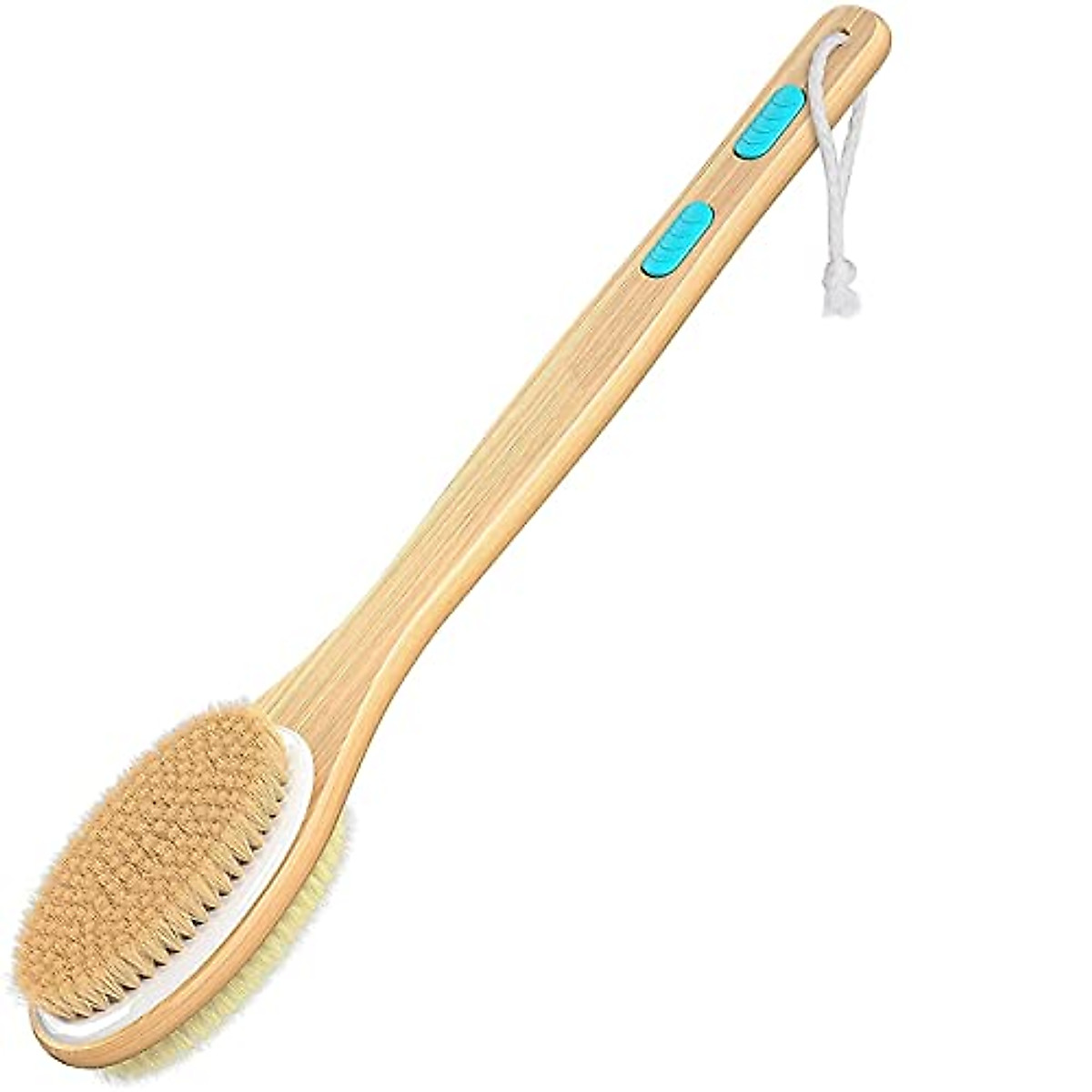 INGVY Dry Brushing Body Brush Long Wooden Handle Bath Brush Back Body Bath Shower Brush Scrubber Brushes with Soft and Stiff Bristles Exfoliating Skin Scrub
