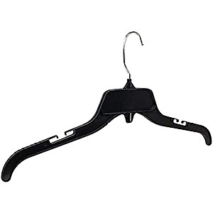 Hangon Recycled Plastic with Notches Shirt Hangers, 17 Inch, Black, 50 Pack