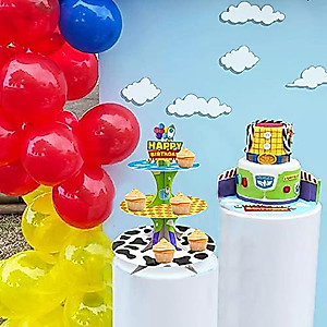 3-Tier Cartoon Story Cupcake Stand Cardboard Cake Stand Dessert Tower Holder for Toy Theme Birthday Decoration Baby Shower Party Supplies