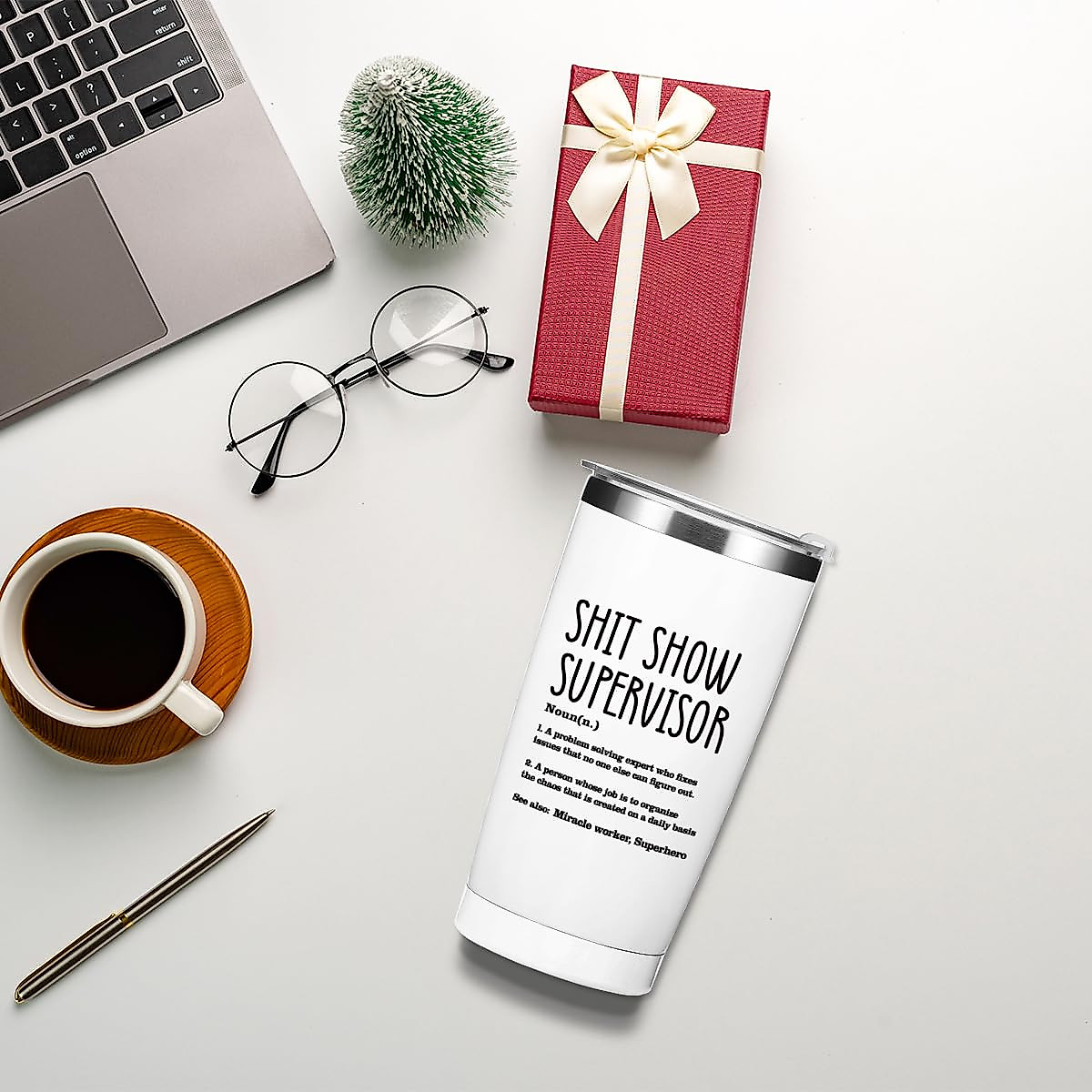 CQM Supervisor Gifts for Women Tumbler Boss Gifts Water Bottle Double Wall Travel Coffee Mug Stainless Steel Vacuum Insulated Thermal Cup Thank You Farewell Gifts for Manager Boss Birthday Christmas