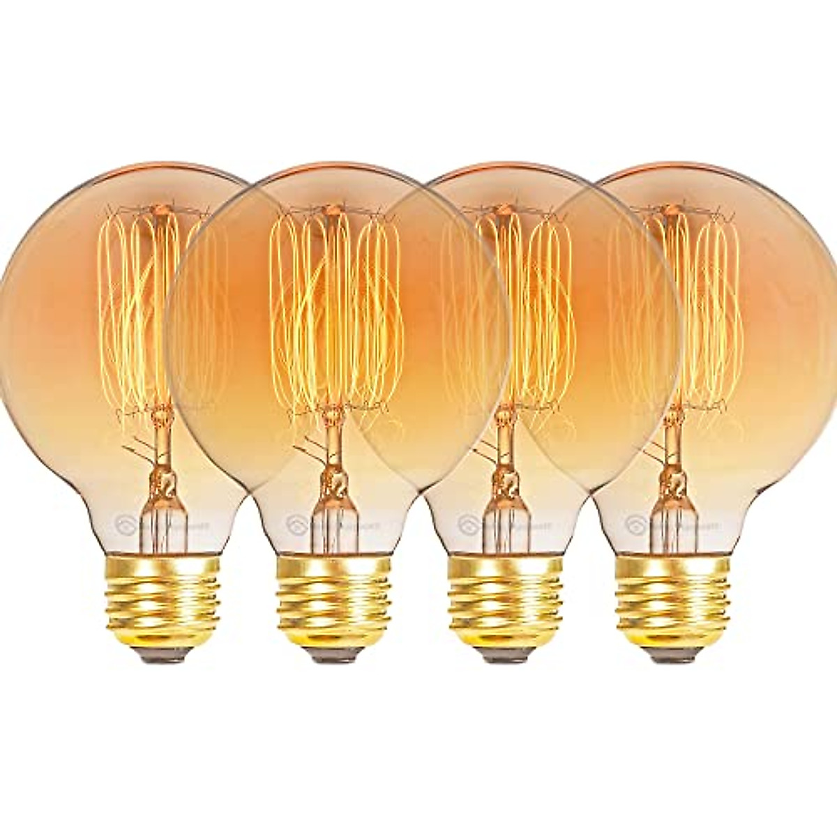 Basics Hardware Edison Light Bulb | Antique Vintage Style Light | Amber Warm Incandescent | (4 Globe Bulbs)