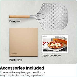 CHEFMAN Indoor Pizza Oven - Makes 12 Inch Pizzas in Minutes, Heats up to 800°F - Countertop Electric Pizza Maker with 5 Touchscreen Presets, Pizza Stone and Peel Included - Stainless Steel