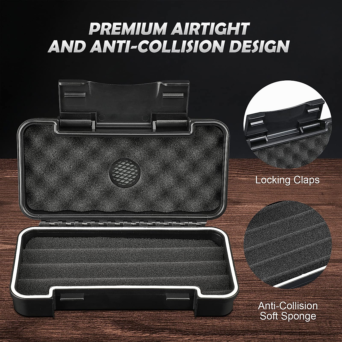 TISFA Cigar Travel Humidor Case with Cigar Cutter and Cigar Stand, Portable Cigar Humidor, Waterproof Cigar Box Holds up to 4 Cigars - Cigars Gift Set for Men (Small)