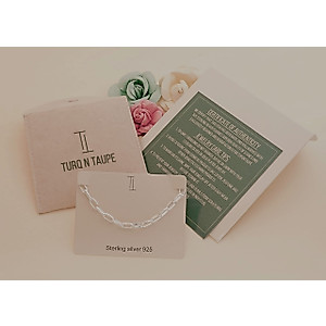 TURQ N TAUPE 925 Sterling Silver Italian Design Long Link Paper Clip Chain Bracelet for Women Men (8.50)