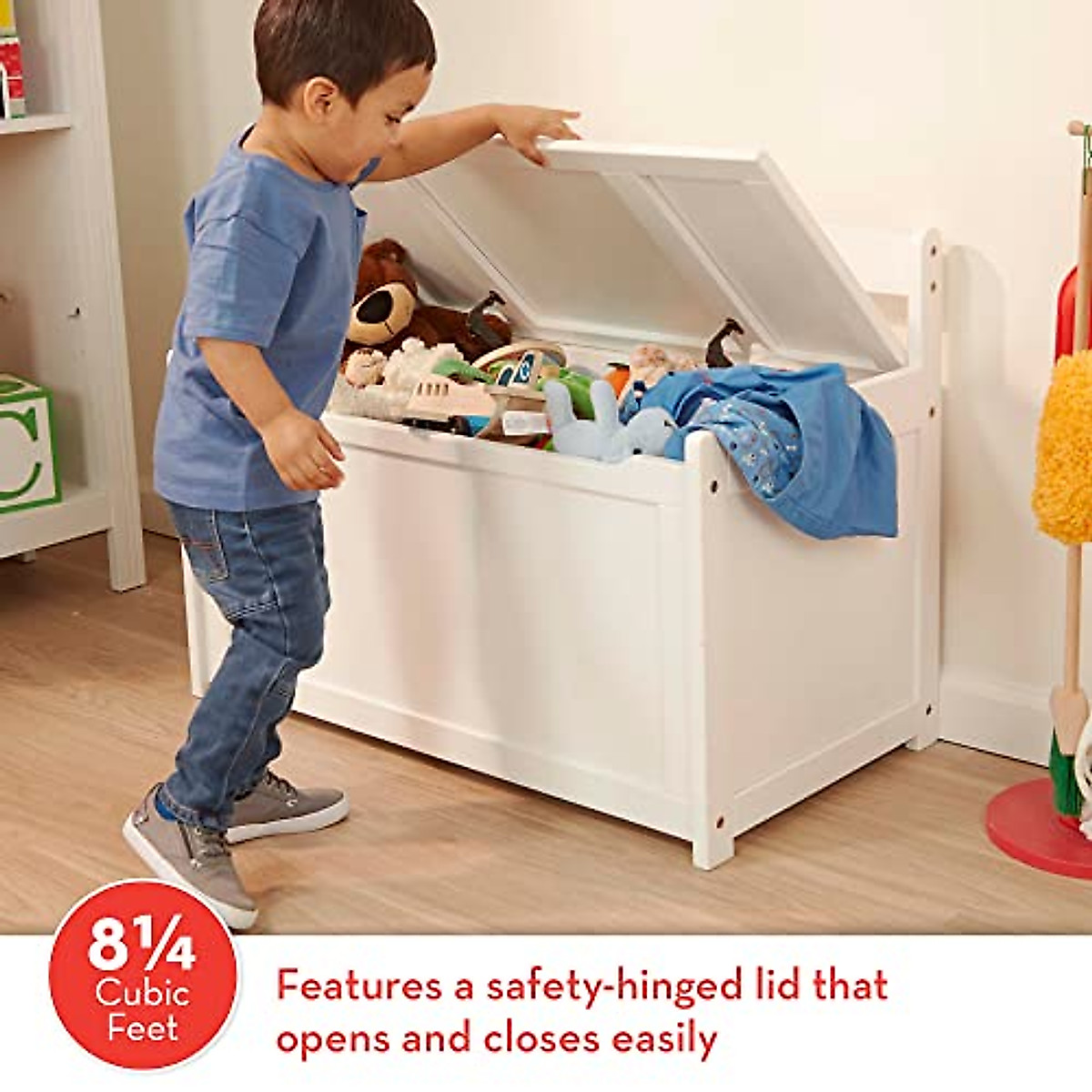 Melissa & Doug Wooden Toy Chest - White Furniture for Playroom - Kids Toy Box, Wooden Storage Organizer, Children's Furniture