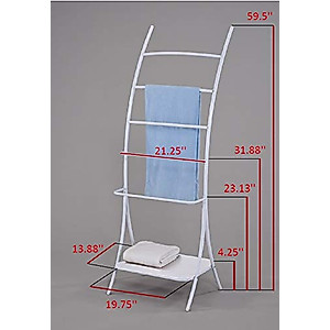 Kings Brand Furniture - 5-Tier Freestanding Metal Towel Rack with Storage Shelf, White