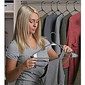 Sharpty Plastic Hangers, 20-Pack, Slim, Space Saving, Heavy Duty, Notched, Durable, Smooth, Fabric-Friendly, Ideal for Clothing, Coats, Shirts, Ties, Belts, Accessories - Black