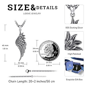 LOOVE Angel Wing Necklace for Women Sterling Silver Guardian Angel Necklace Wing Pendant Charm Angel Jewelry Women