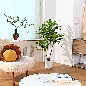 OAKRED Artificial Dracaena Tree, 4FT Tall Fake Plants Artificial Dracaena Plants for Indoor, Fake Trees for Office Home Living Room Floor Patio Greening Porch Decor, Set of 1