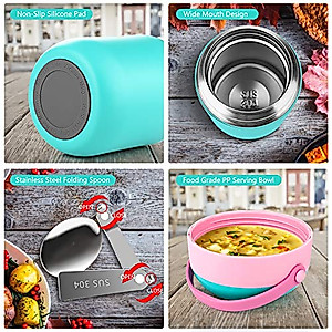 Jelife 16oz Insulated Food Jar Hot Food Containers for Lunch School Soup Thermos for Kids, Vacuum Leak Proof Stainless Steel Lunch Bento Box with Foldable Spoon for Food Travel Camping