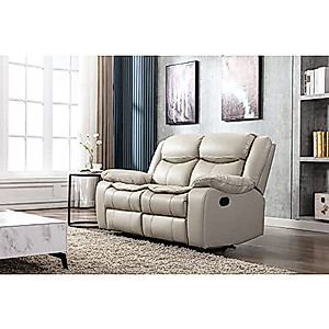 Familymill Breathable Leather Manual Reclining Loveseat for Living Room