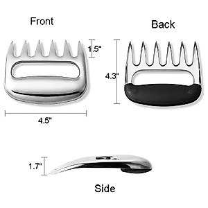 2pcs Turkey Meat Claws for Shredding & Meat Shredder BBQ Tool, Stainless Steel Meat Forks Handler Shredder Claws, for Pulling, Handing, Lifting, Serving Pork, Chicken Brisket, Barbecue, Smoker, Grill