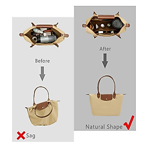 ZTUJO Purse Organizer Insert For Handbag & Tote Shaper,Tote Bag Organizer Insert For Speedy Neverful, 6 Sizes(Small, Silky Brown)