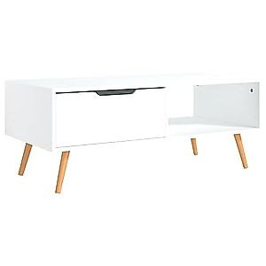 UTSRABFA Living Room Table Coffee Table Storage Tables Console Table White 39.4"x19.5"x16.9" Engineered Woodfor Living Room,Home,Office,Living Meeting Room