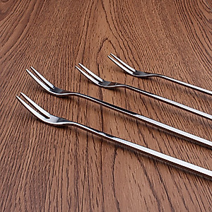 6-Piece 10.23inch Stainless Steel Long Handles Pickle Forks, Extra Long Handle Cocktail Fork for Fruit Meat Fork Stirring Tool Flatware Set