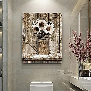 Farmhouse Wall Decor Canvas Wall Art Rustic Floral Country Sunflower 16"x24" Home Decor for Bedroom LivingRoom Rustic Decor Artwork Poster (Unframed)